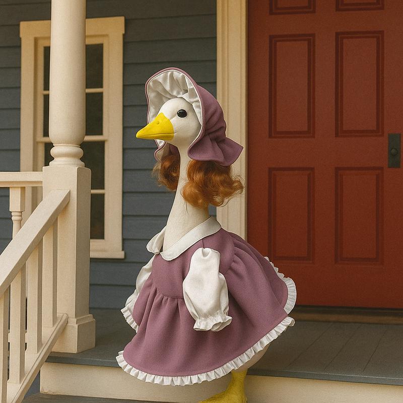 Funny Porch Goose Set, Skirt, Wig, Hat, Outdoor Garden Art Decoration ...