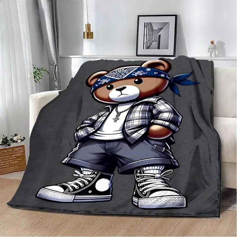 Viral TikTok "Streetwear Teddy Bear Flannel Blanket", Trendy Edgy ...