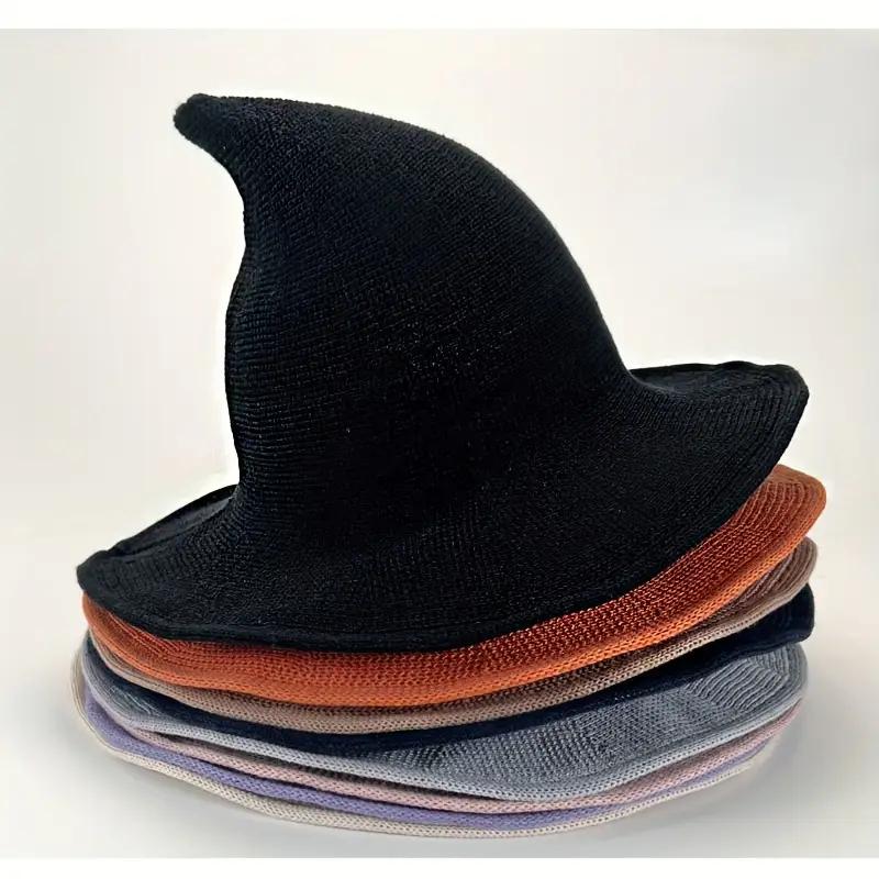 Halloween Witch Hat Lightweight Wizard Cap Fashion Pointed Knit Beanie ...
