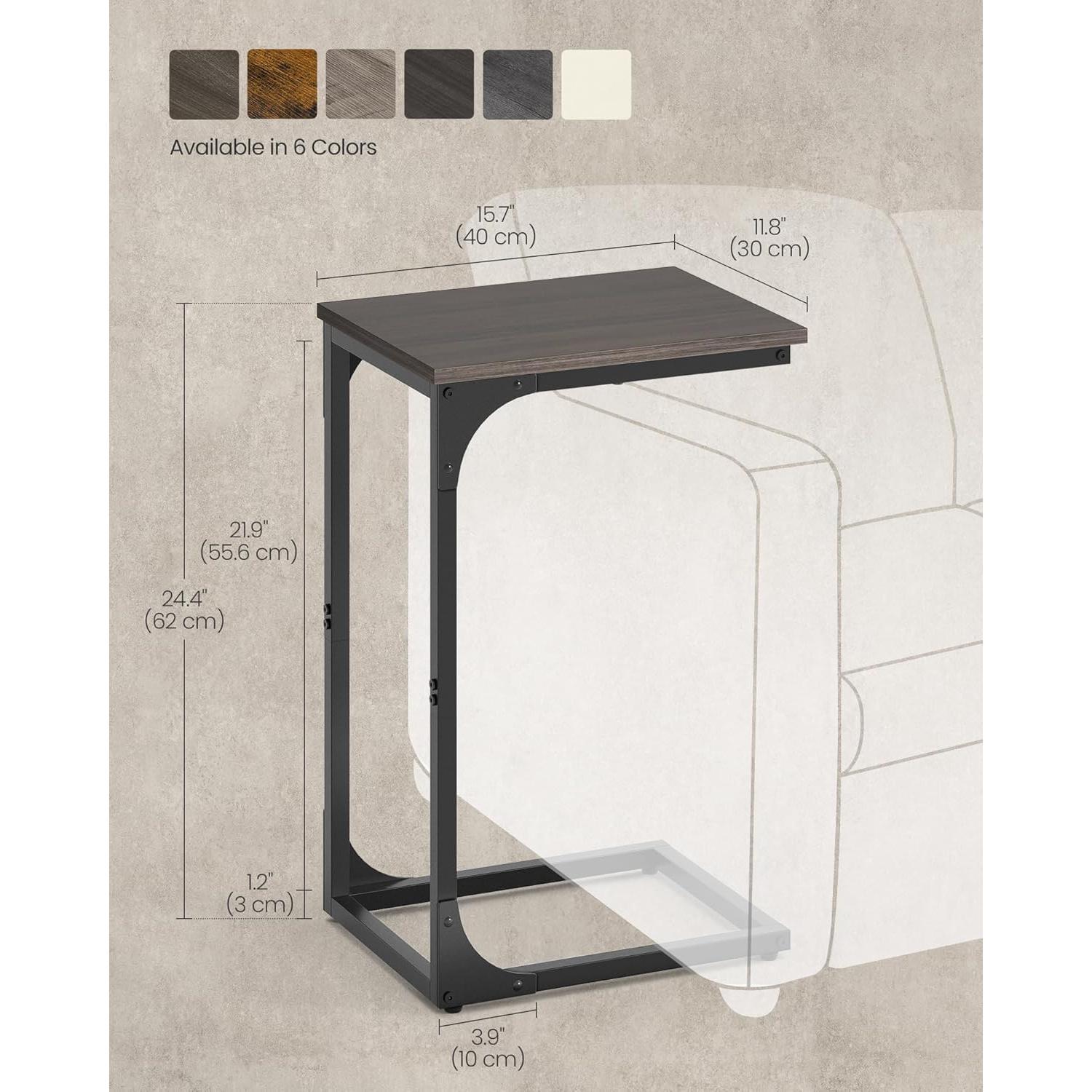 C-Shaped End Table, Small Side Table for Couch, Sofa Table with Metal ...