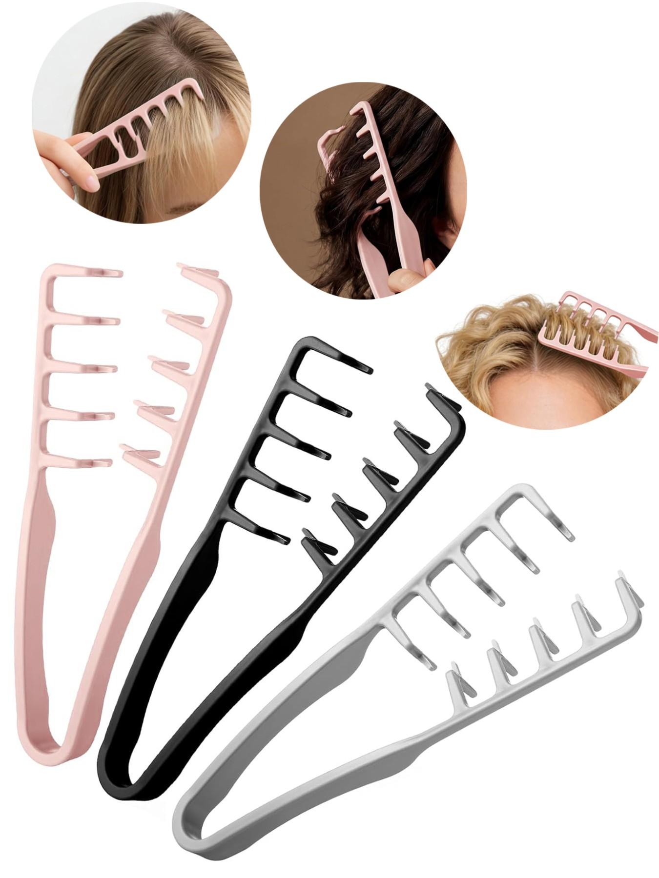 3pcs Simple Daily Volume Texture Styling Fluffy Hair Wide Tooth Comb ...