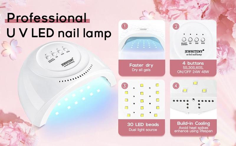 JEWHITENY 14 Colors Poly Extension Gel Nail Kit With Nail Lamp Nude ...