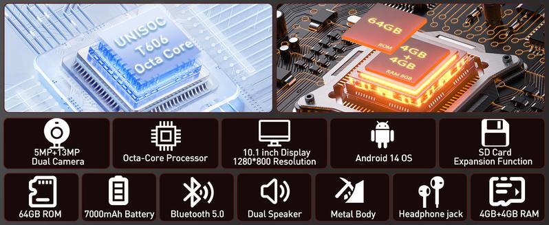 Android 14 10 inch Tablet (4+4)GB RAM 64GB ROM 1TB Expand | 2025 Latest ...