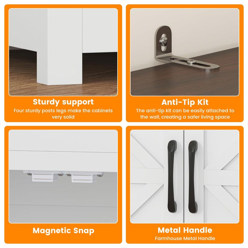 69.3" Tall Kitchen Pantry Cabinet, Farmhouse Large Storage Cabinet with ...