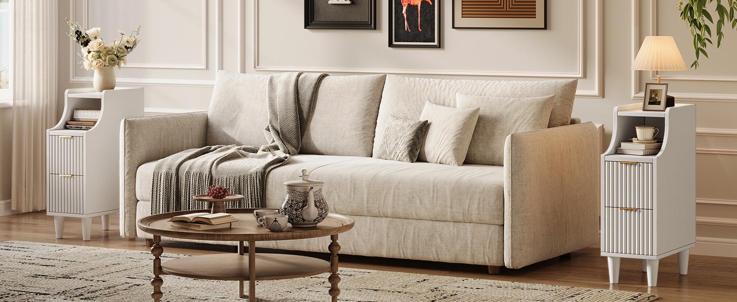 TOKSOM Two small bedside tables with drawers, a pair of solid wood ...