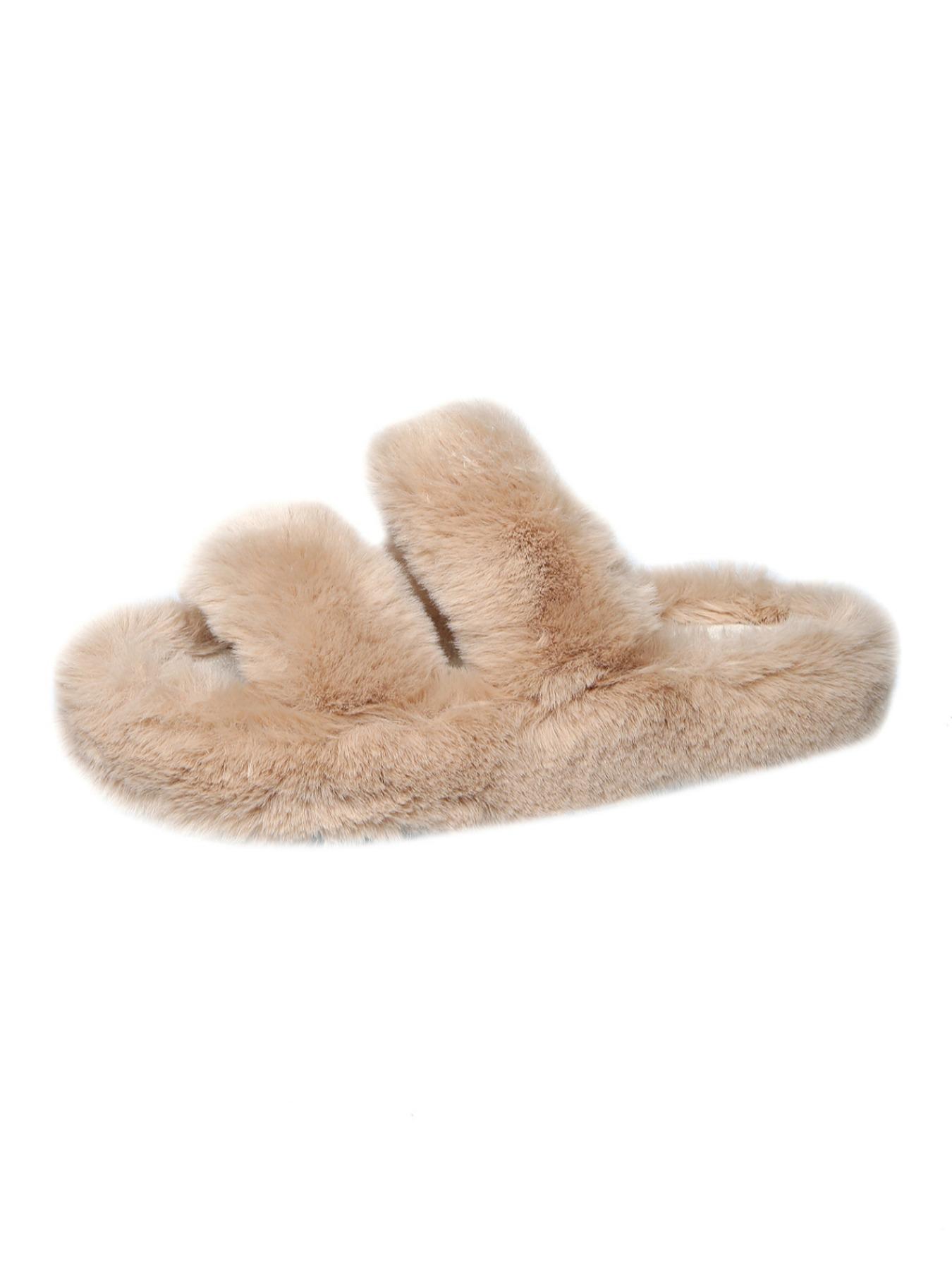 Women's Plush Toe-Open Slippers, Soft Comfortable Indoor Home Shoes ...