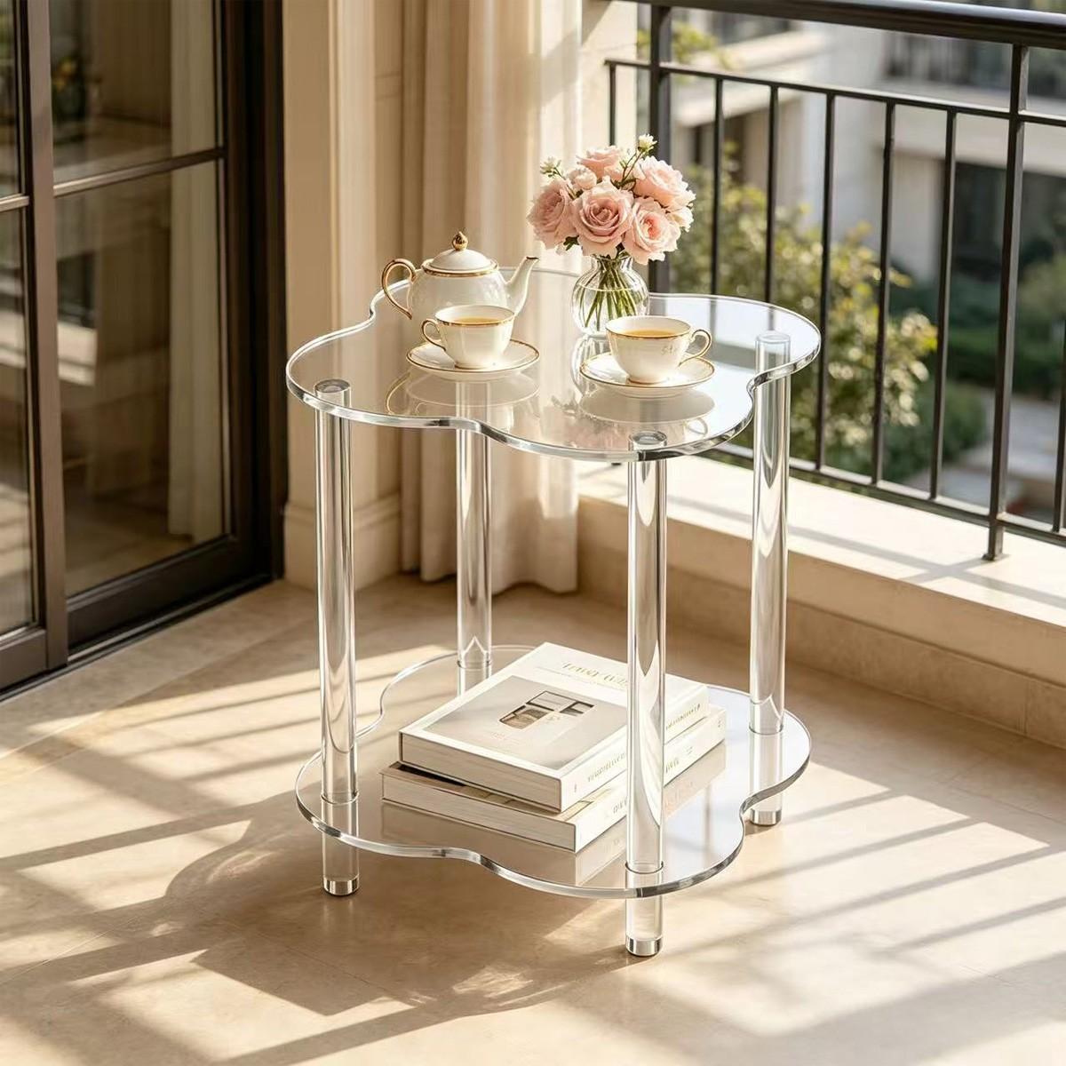 Acrylic Transparent Side Table, Cloud Shape Design, Dual Layer, Elegant ...