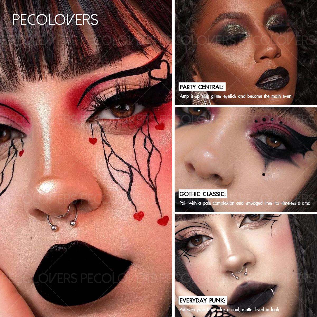 1PC Velvet Matte Black Lipstick, Rich Gothic Style, High Pigmentation ...