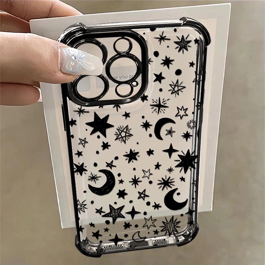 Phone Case: 1pc Moon and Star Pattern Phone Case Compatible with Apple ...