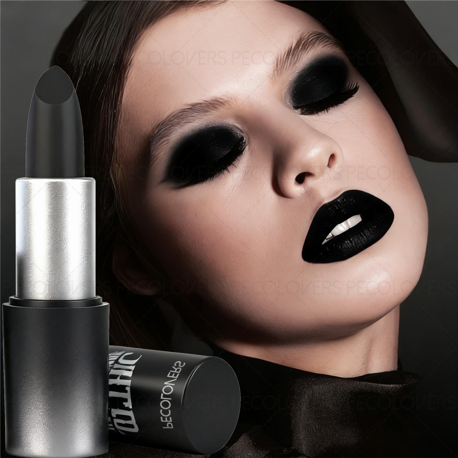 1PC Velvet Matte Black Lipstick, Rich Gothic Style, High Pigmentation ...