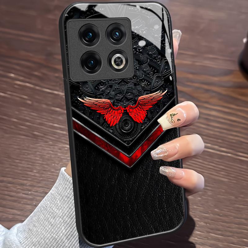 Elegant Scarlet Wings pattern Black Frame Glass Phone Case suitable for ...