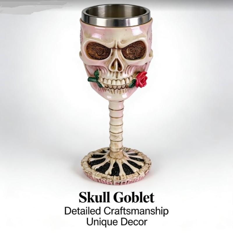 Gothic Rose Skull Tall Glass, Bone Dragon Cup, Stainless Steel ...