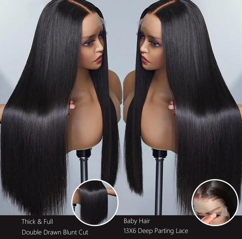 Geeta Hair- 200% Density Blunt Cut Straight Glueless Wigs 13x6 Lace ...