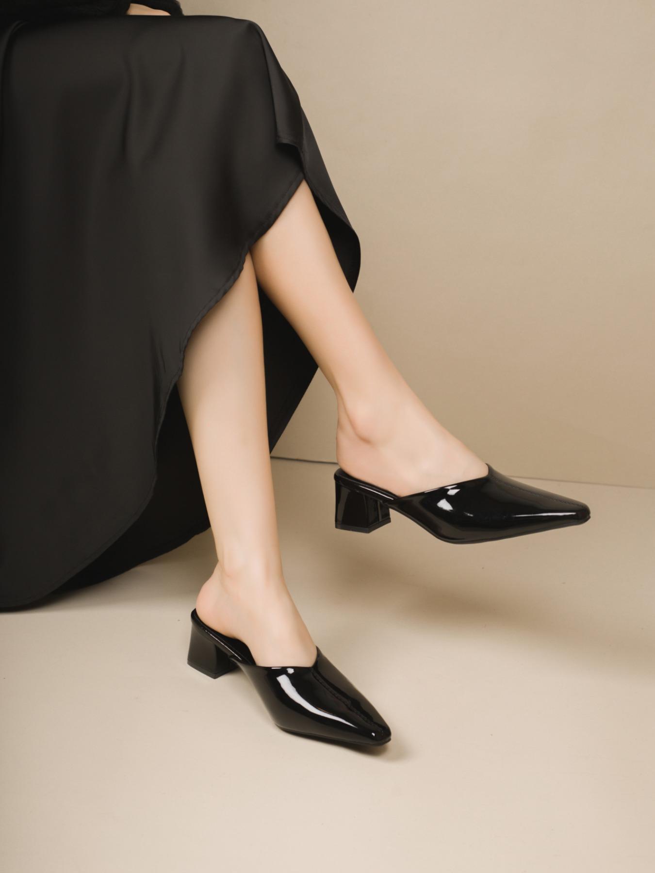 Women's High Heel Mary Jane Shoes, Fashionable Slip-On Mules ...