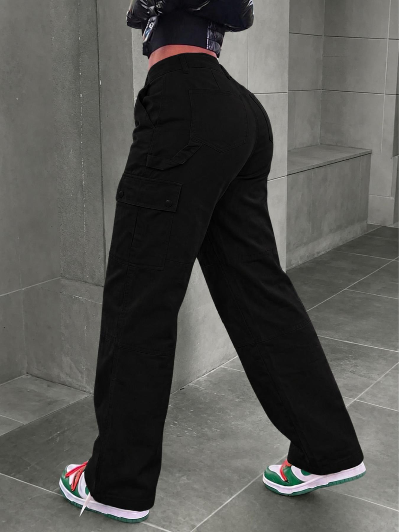 Women's Elastic Workwear Wide Leg Pants, Multiple Colors Available ...