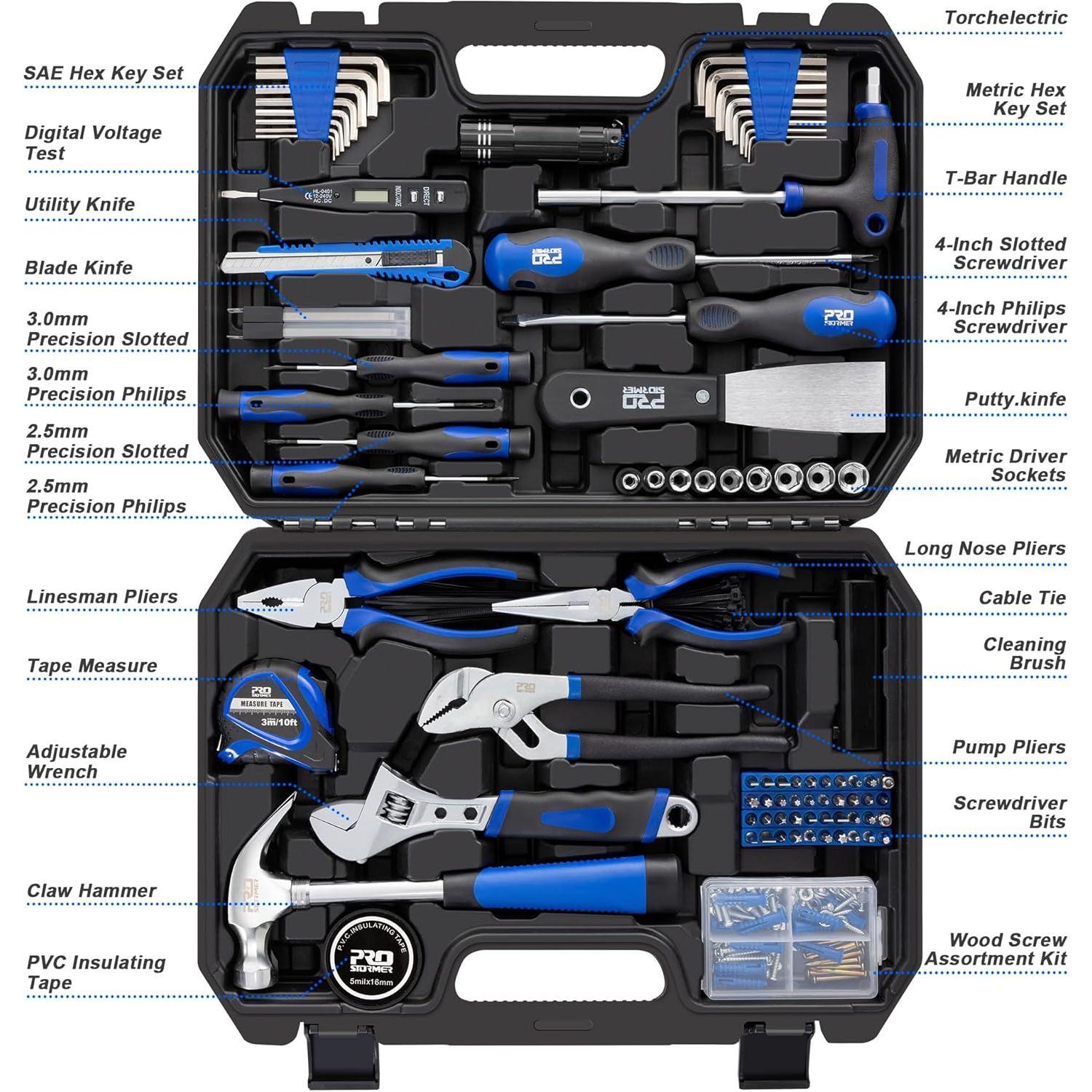 229- Hand Tool Set - Portable Tool Box with Essential Household Tools ...