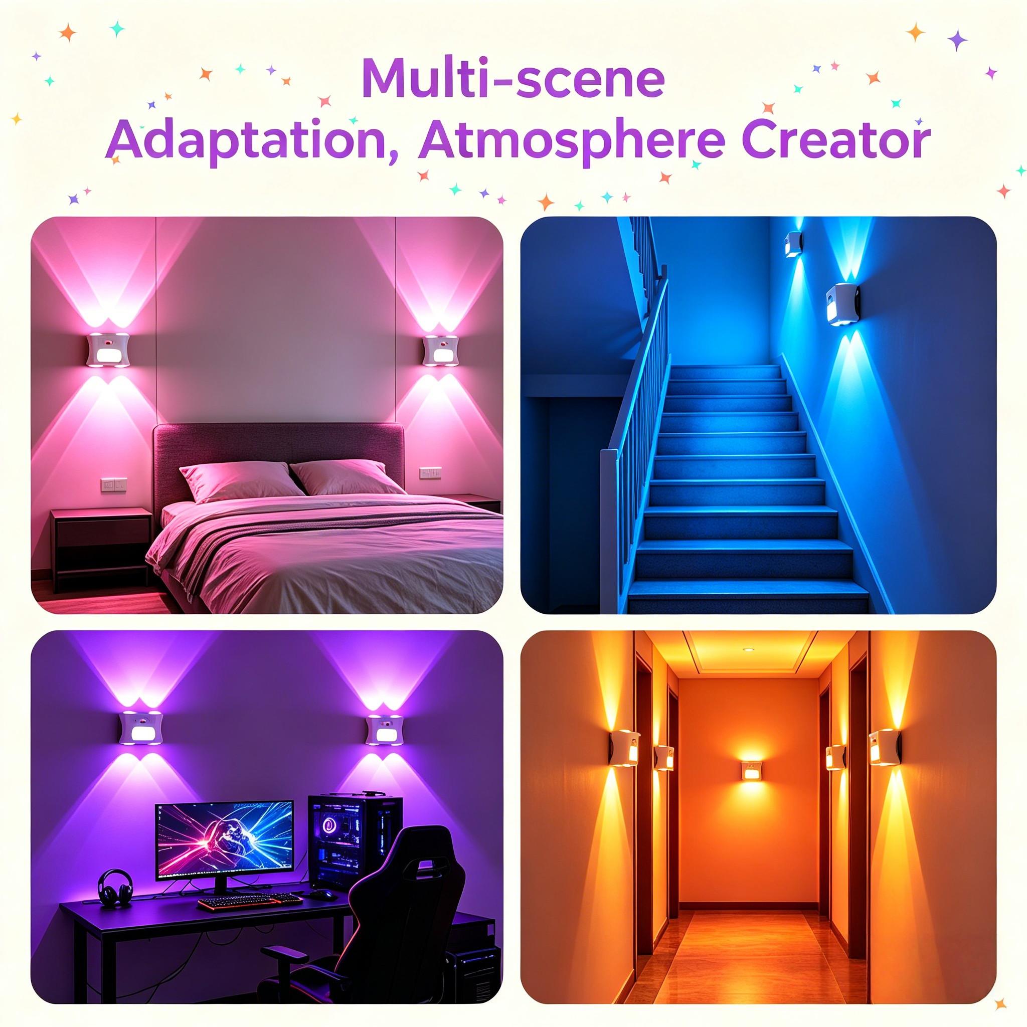Magnetic LED Wall Sconce, 16 Color Changing RGB Wall Light, Led Mood ...