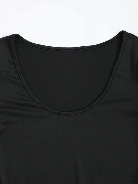 U-Neck Long Sleeve Jumpsuit Set, Sexy Slim-Fitting H-Type, Natural ...