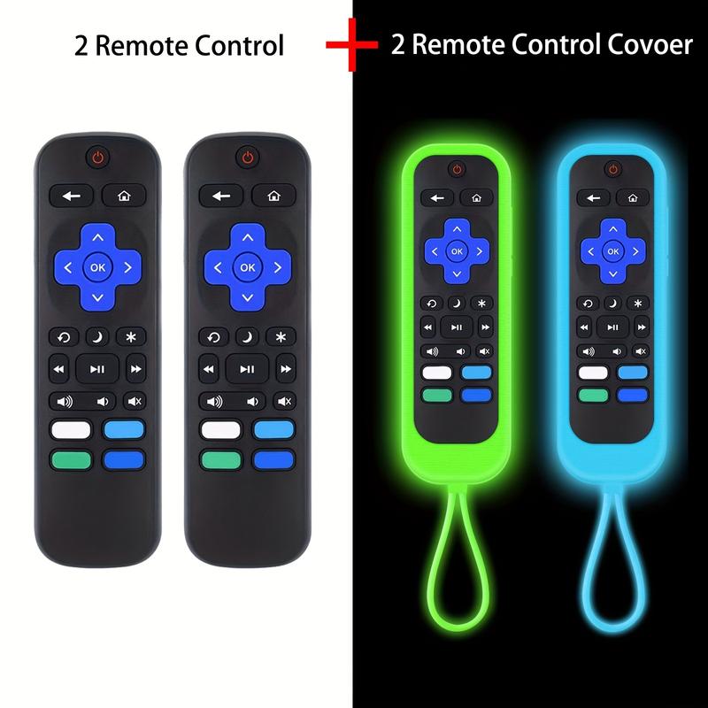 4 Pack (2 Remote Controls, 2 Remote Control Cover) Universal TV Remote ...