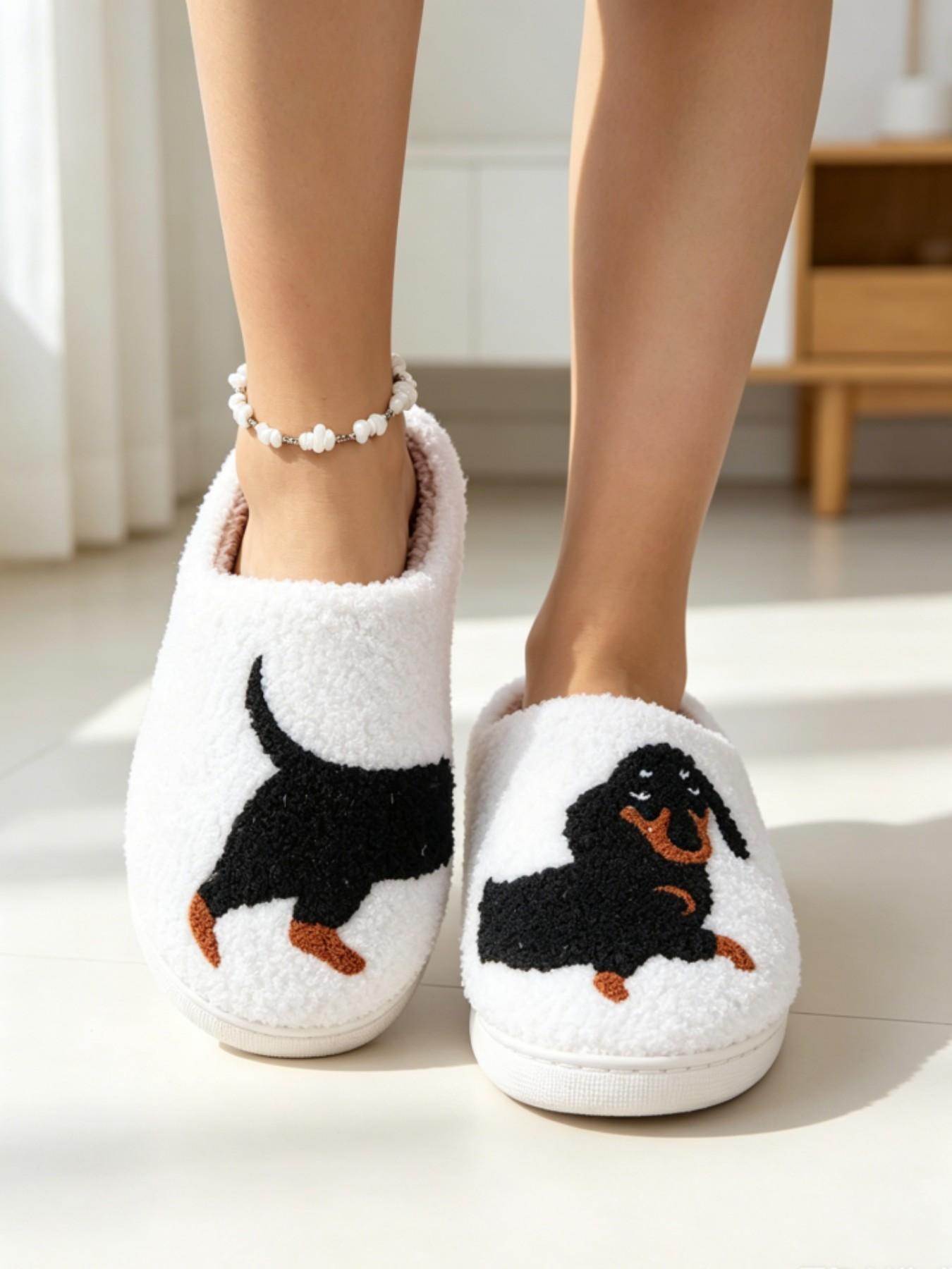 Cute Cartoon Braided Dog Slippers, Soft Non-Slip Quiet Sole ...