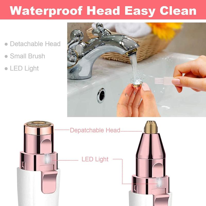 Facial Hair Remover for Women,Nose Hair Trimmer Rechargeable 2-1 ...