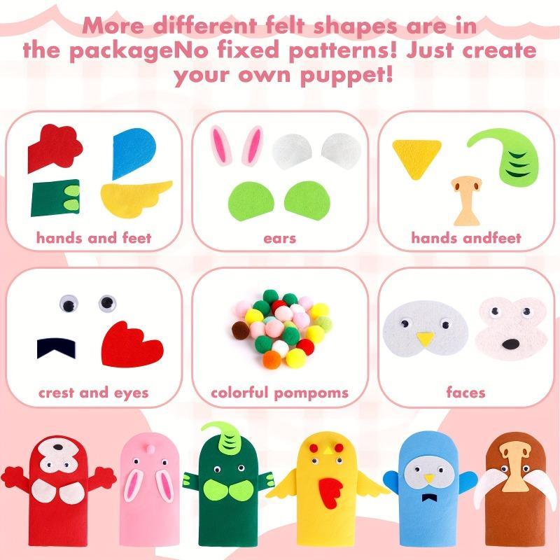 DIY Hand Puppet Making Kit, Felt Craft Material Set (6 Pieces ...