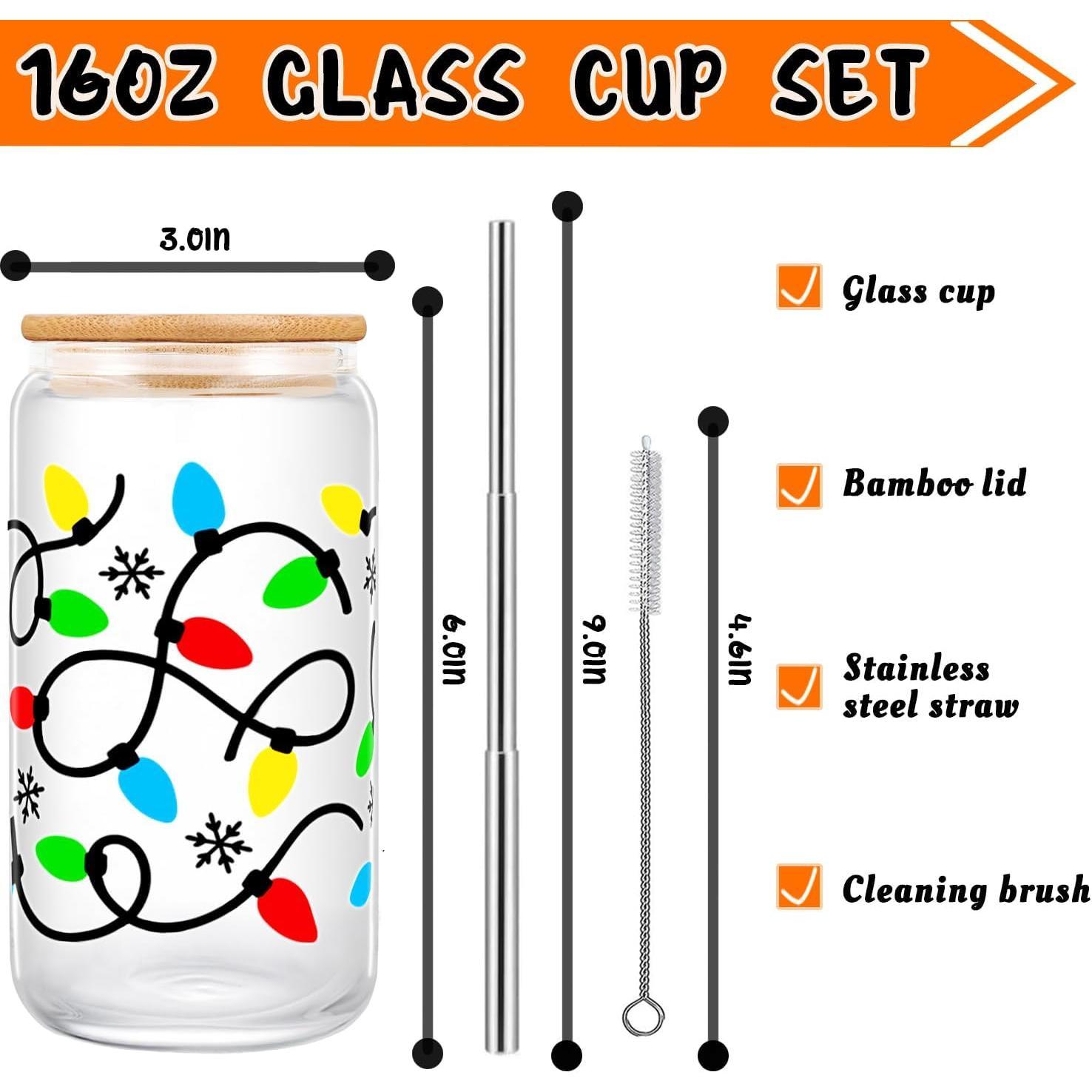 Christmas Cups - Iced Glass Mugs with and Straws, Cute Xmas Gifts for ...