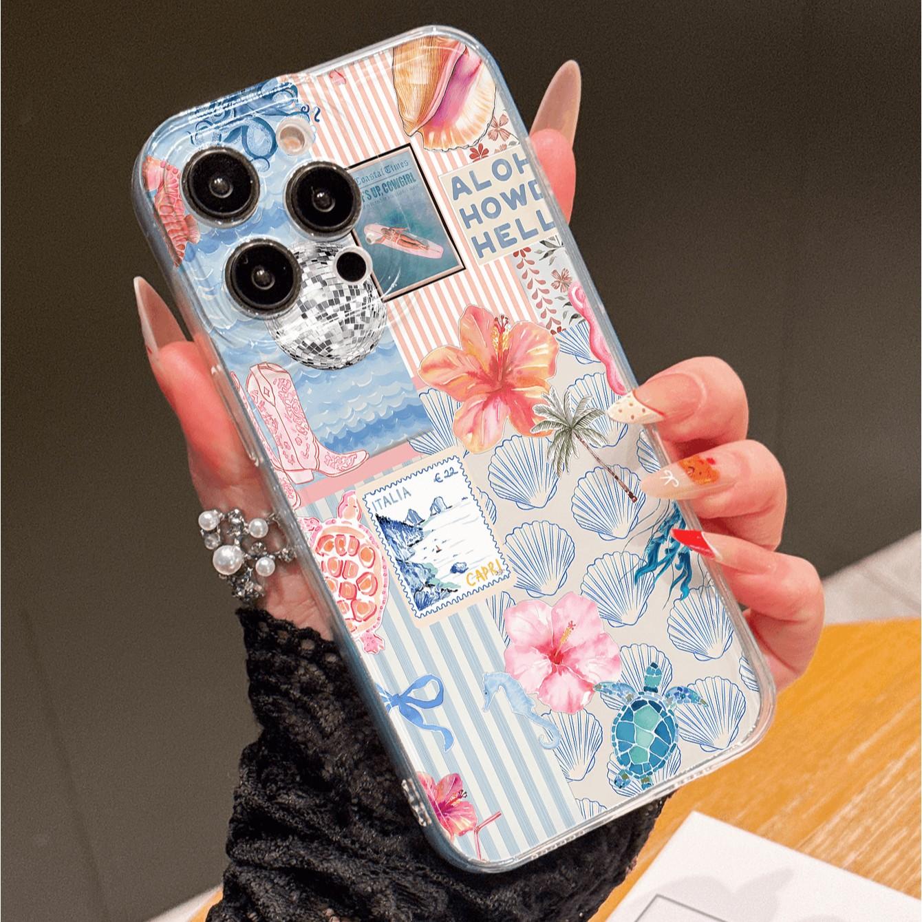 Lily Starfish Shell Pattern iPhone Case, Thick Anti-Drop Phone Cover ...