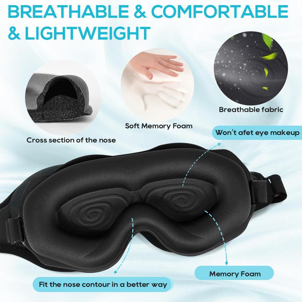3D Full Blackout Sleep Mask, Lash Extension Friendly Design, Ultra-Soft ...
