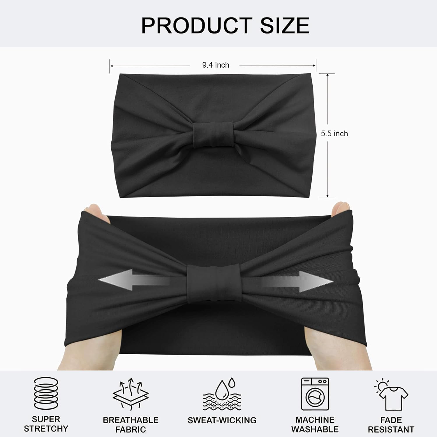 Wide Headbands for Women - 6 Pack Stretchy Soft Hair Bands for Workout ...