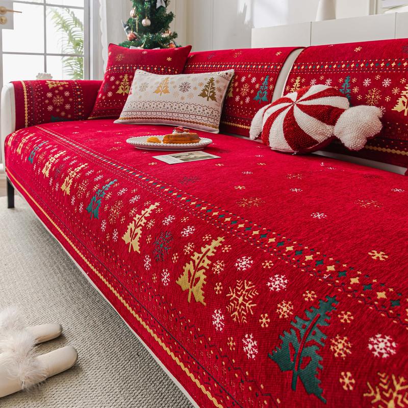 1 pc Christmas Sofa Cover, Festive Couch Pad with Snowflake Tree ...