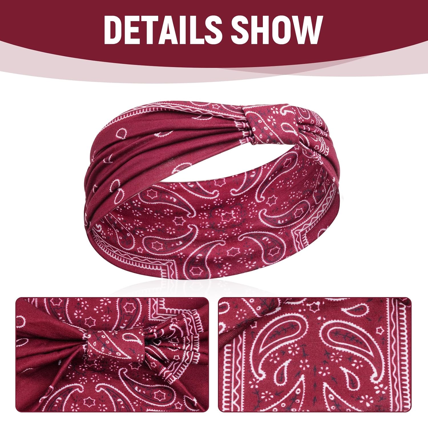 6 Pack Wide Headbands for Women Knotted Bands Elastic Hair Wraps for ...