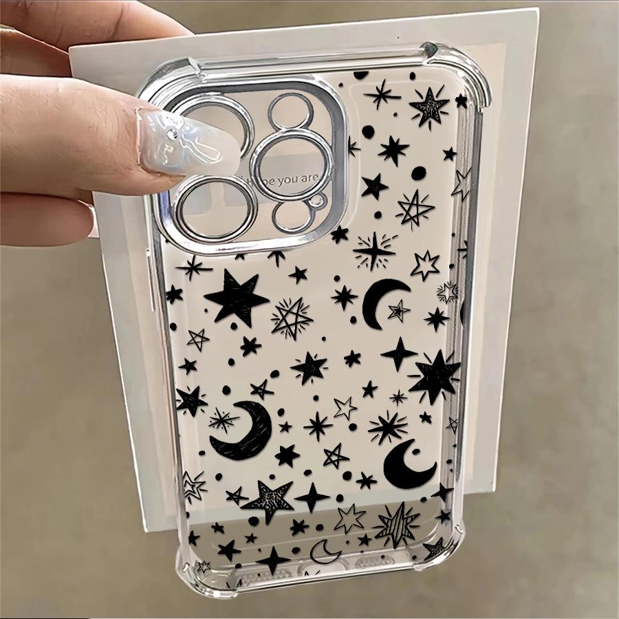 Phone Case: 1pc Moon and Star Pattern Phone Case Compatible with Apple ...
