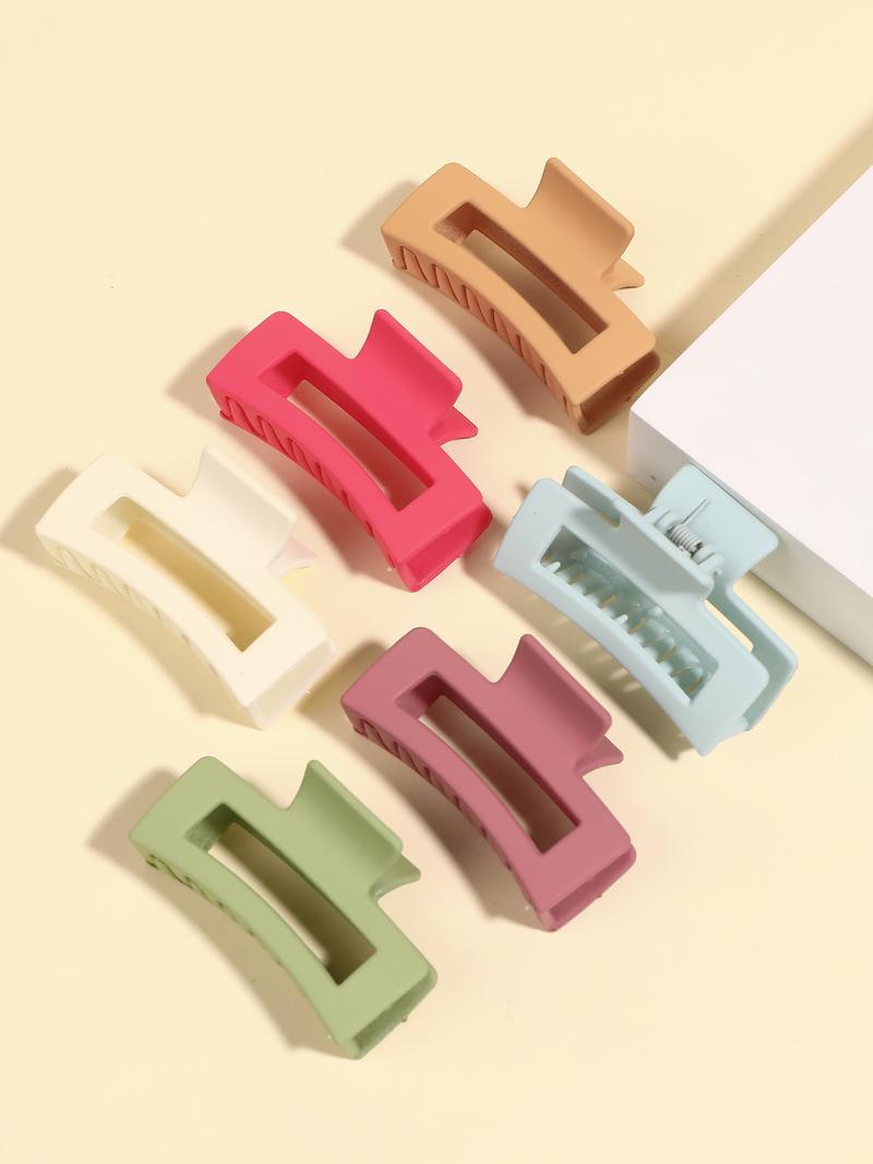 6pcs Ladies Matte Matte Frosted Rectangular Grab Clip Spring Color ...