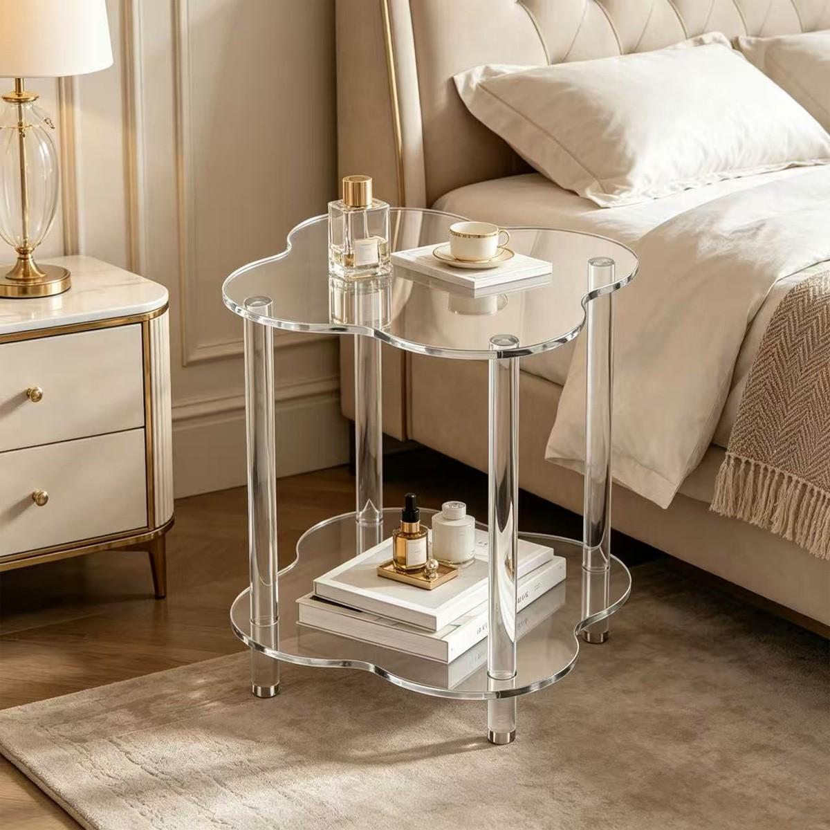 Acrylic Transparent Side Table, Cloud Shape Design, Dual Layer, Elegant ...