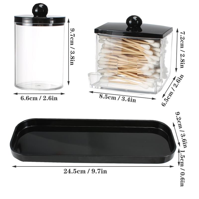 3 Piece Bathroom Cotton Swab Holder Set, Round Cotton Swab Stand with ...