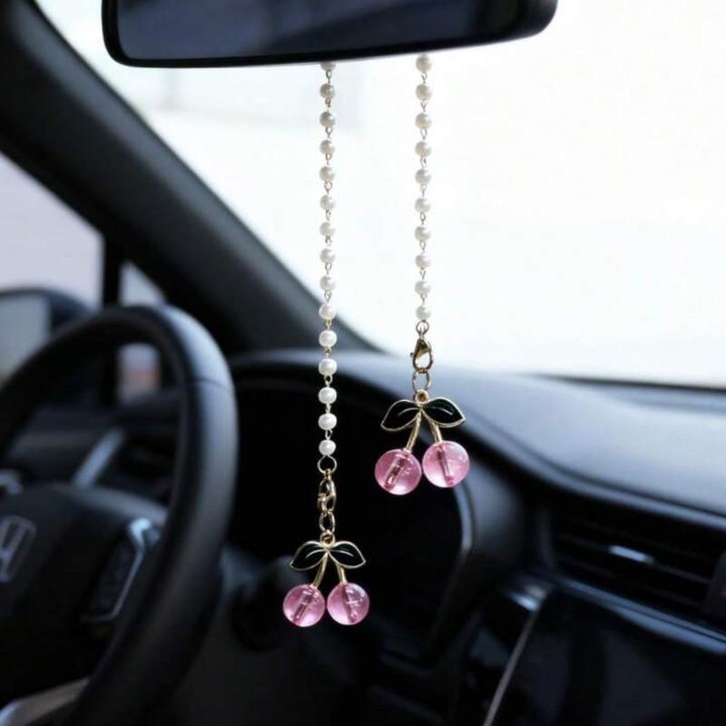 Cherry Blossom Car Rearview Mirror Charm, Elegant Interior Hanging ...