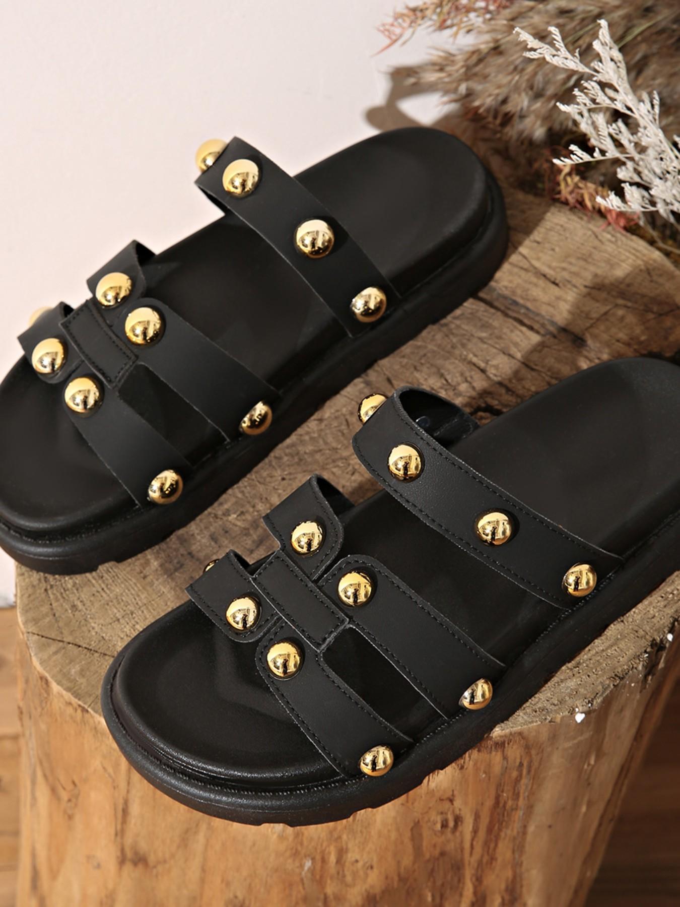 Women's Summer Casual Round Toe Thick Sole Slip-On Trendy Sandals ...