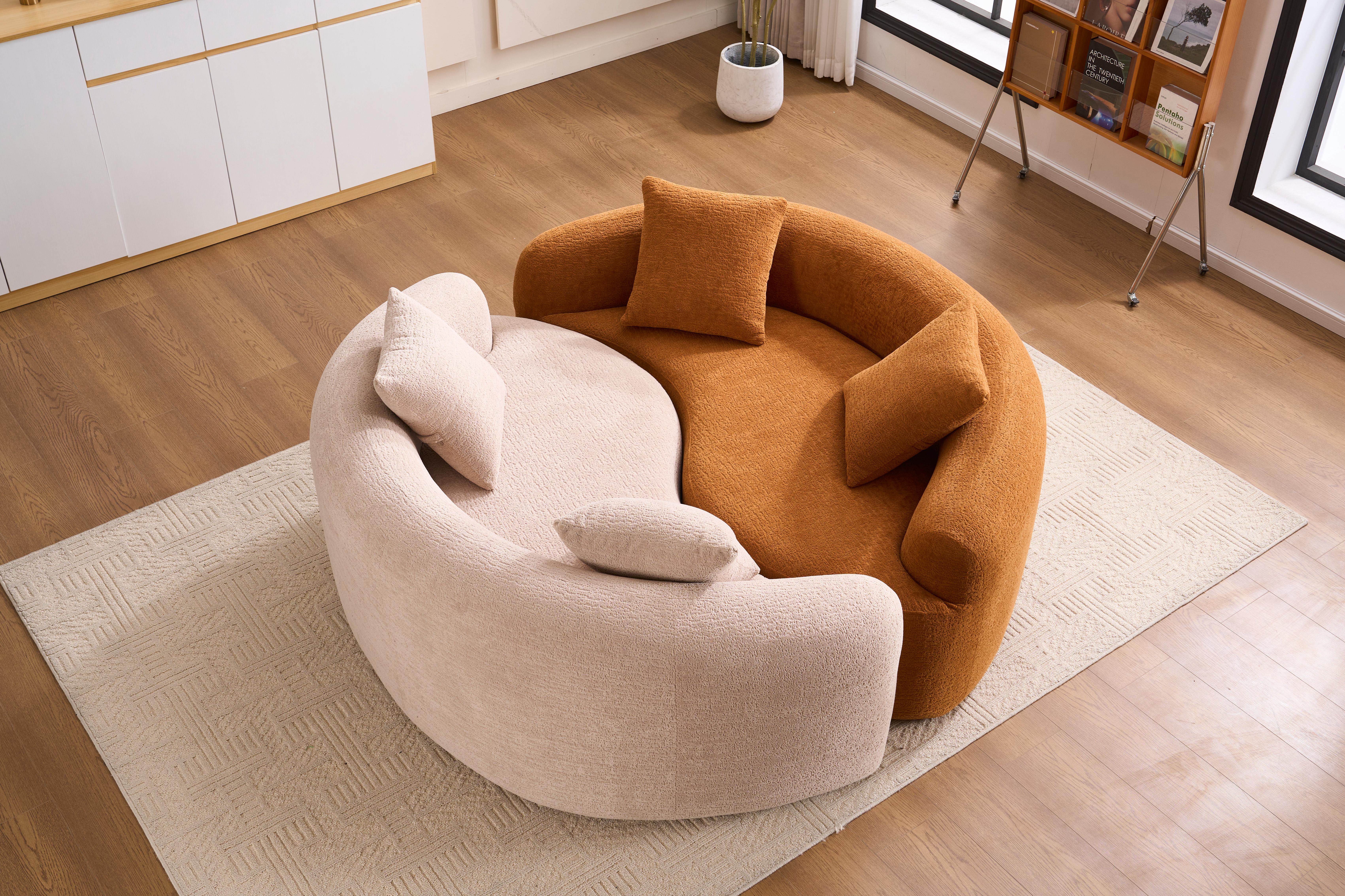 Eyisean 67" Chenille Modern Curved Loveseat Sofa, Comfy Cloud Boneless ...