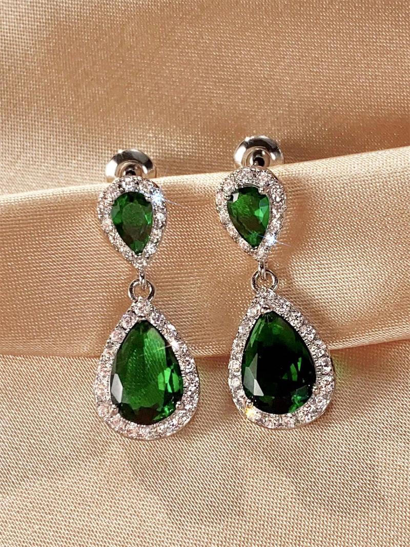 1 Pair Pretty Cubic Zirconia Drop Earrings For Women For Wedding ...