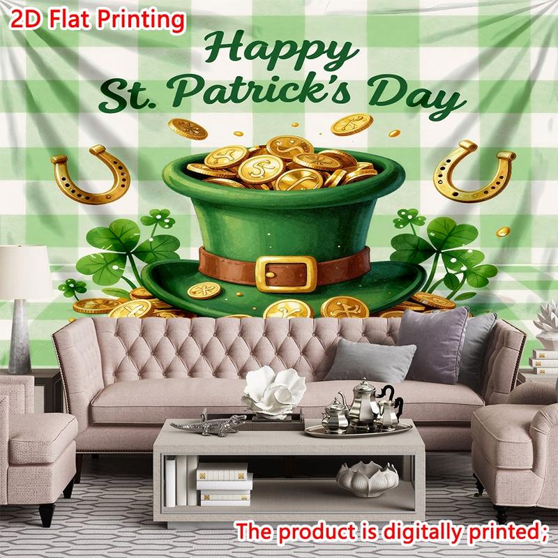 2D Flat Printing 1pcGreen checkered background with leprechaun hat full ...