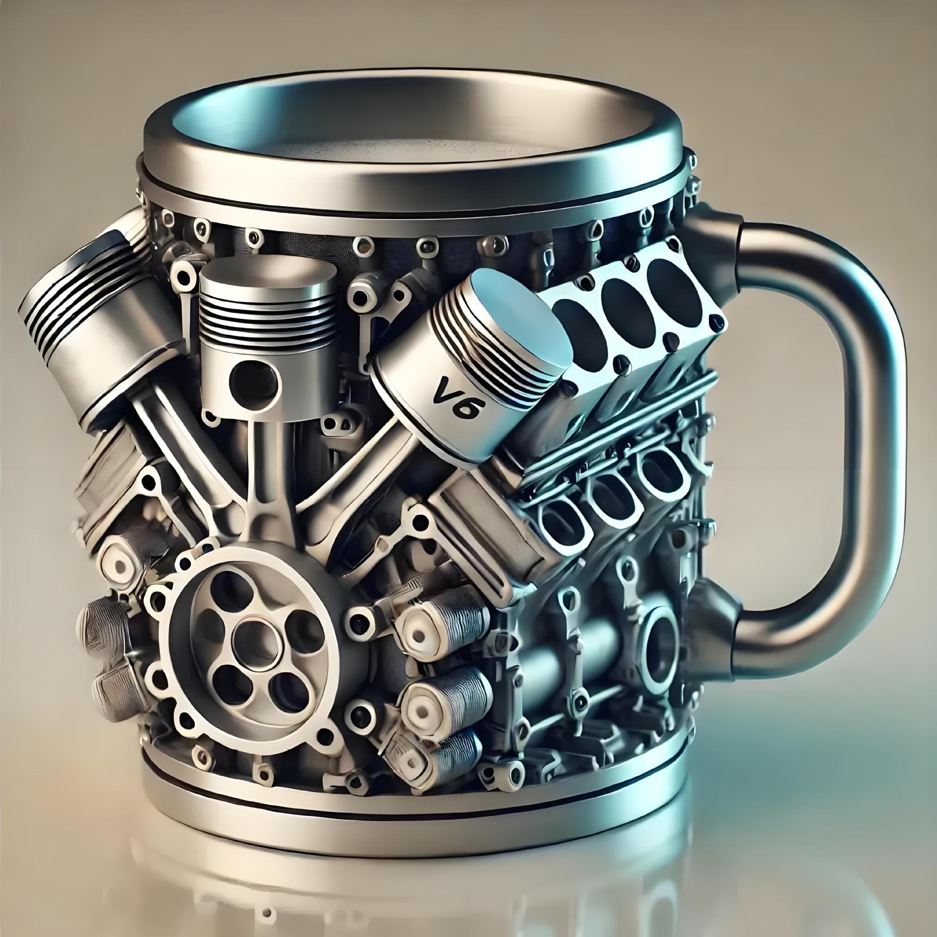 V6/V8 Engines Mug - Unique Car Engine Style with Insulated Grip ...
