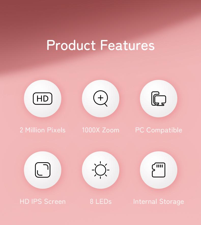 INSKAM Upgraded 3 Inch IPS Screen, 1000x Magnification, Handheld ...