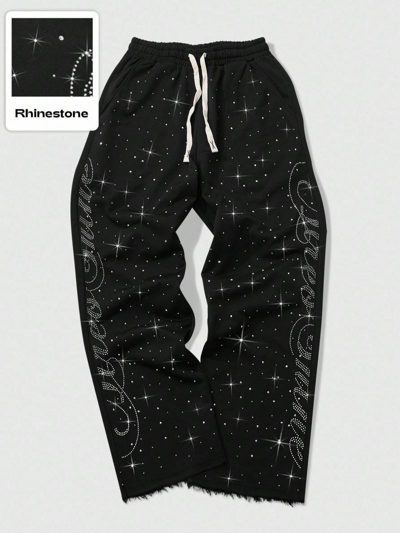 Unisex Rhinestone Starry Sky Sweatpants, Streetwear Fashion, Trendy ...