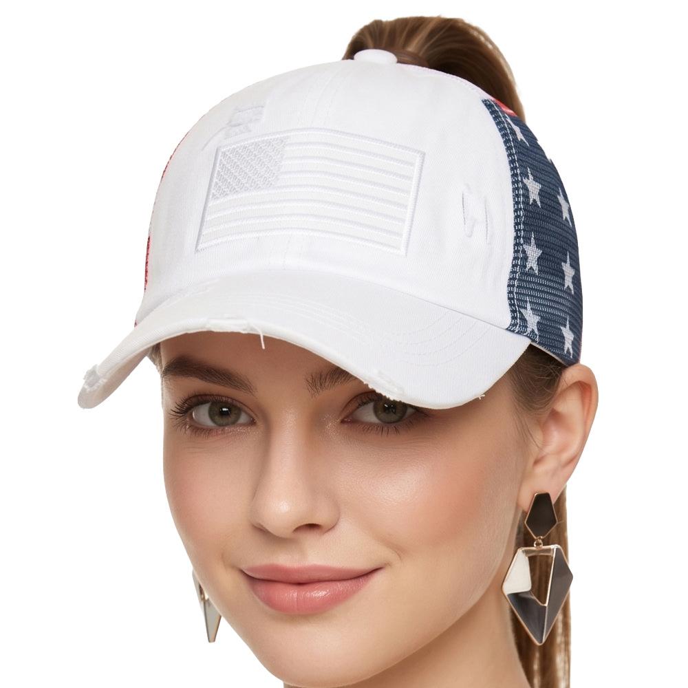 1/3pcs USA Flag Ponytail Baseball Cap Bundle | Distressed Mesh Trucker ...