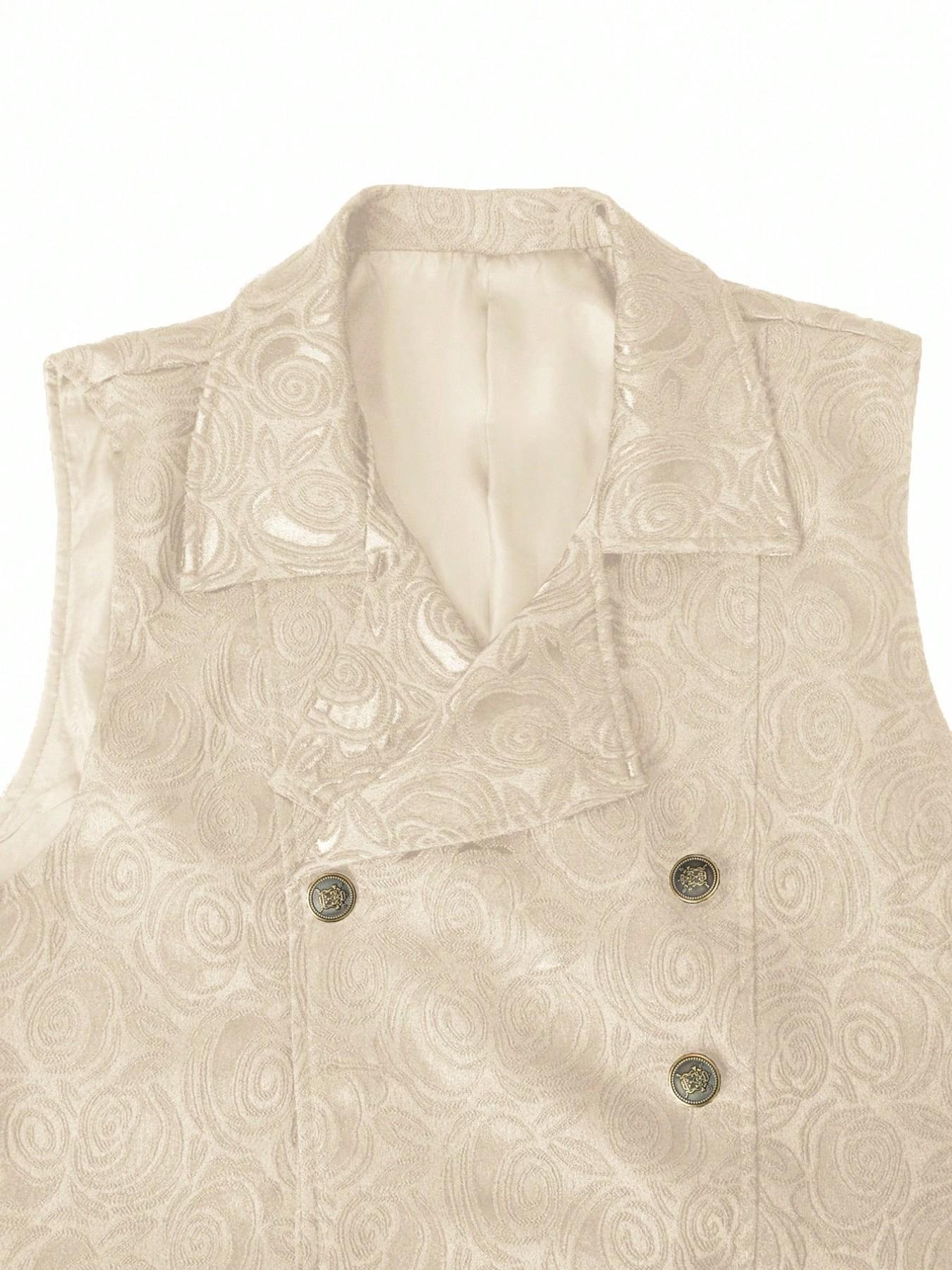 Men's Solid Color Double Breasted Suit Vest with Chains, Regular Fit ...
