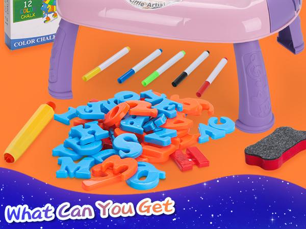 Double Sided Erasable Drawing Board with Letters Numbers Chalk ...