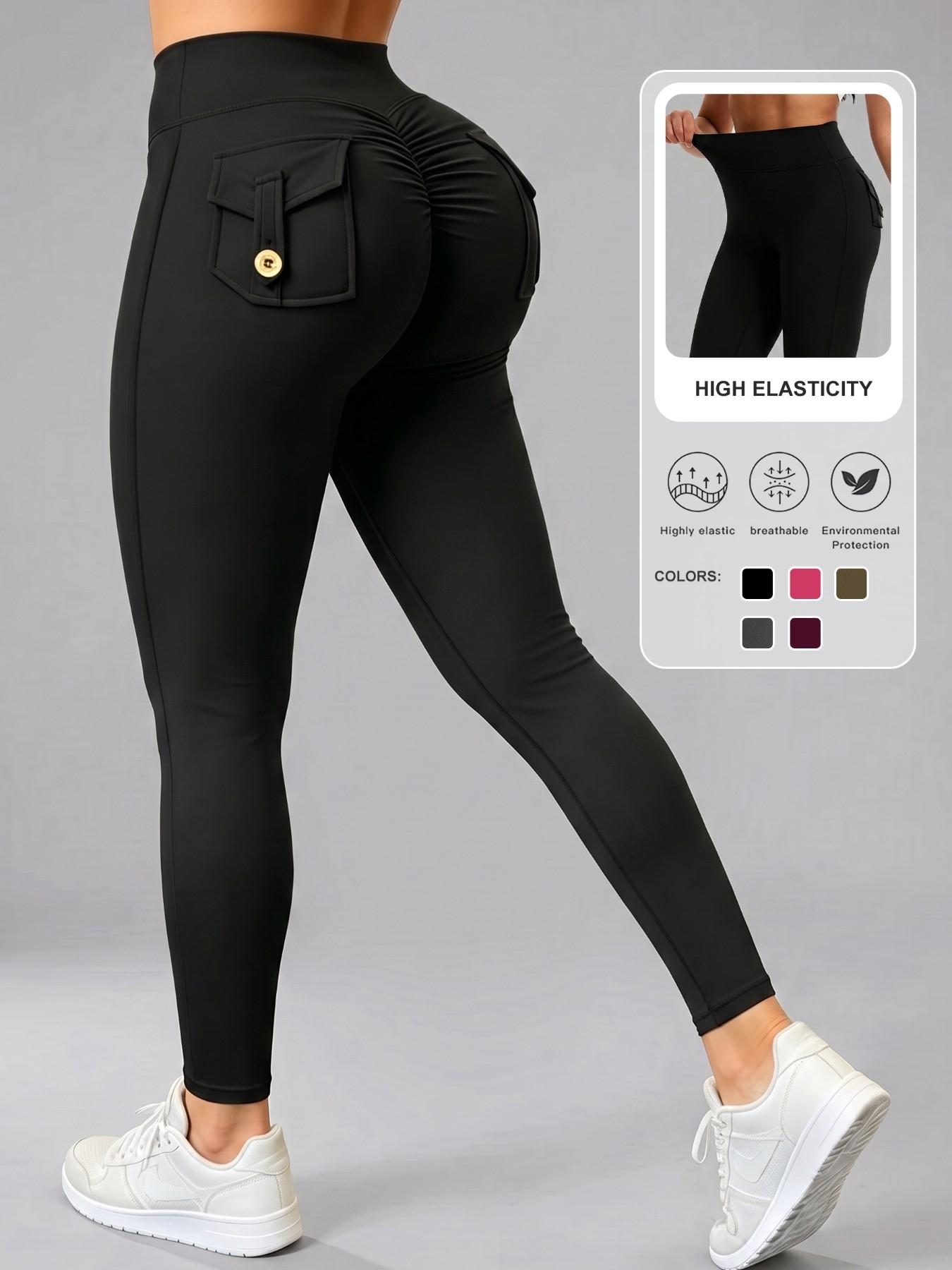 Women's High Waist Sporty Skinny Trousers, Plain Design, Comfortable ...