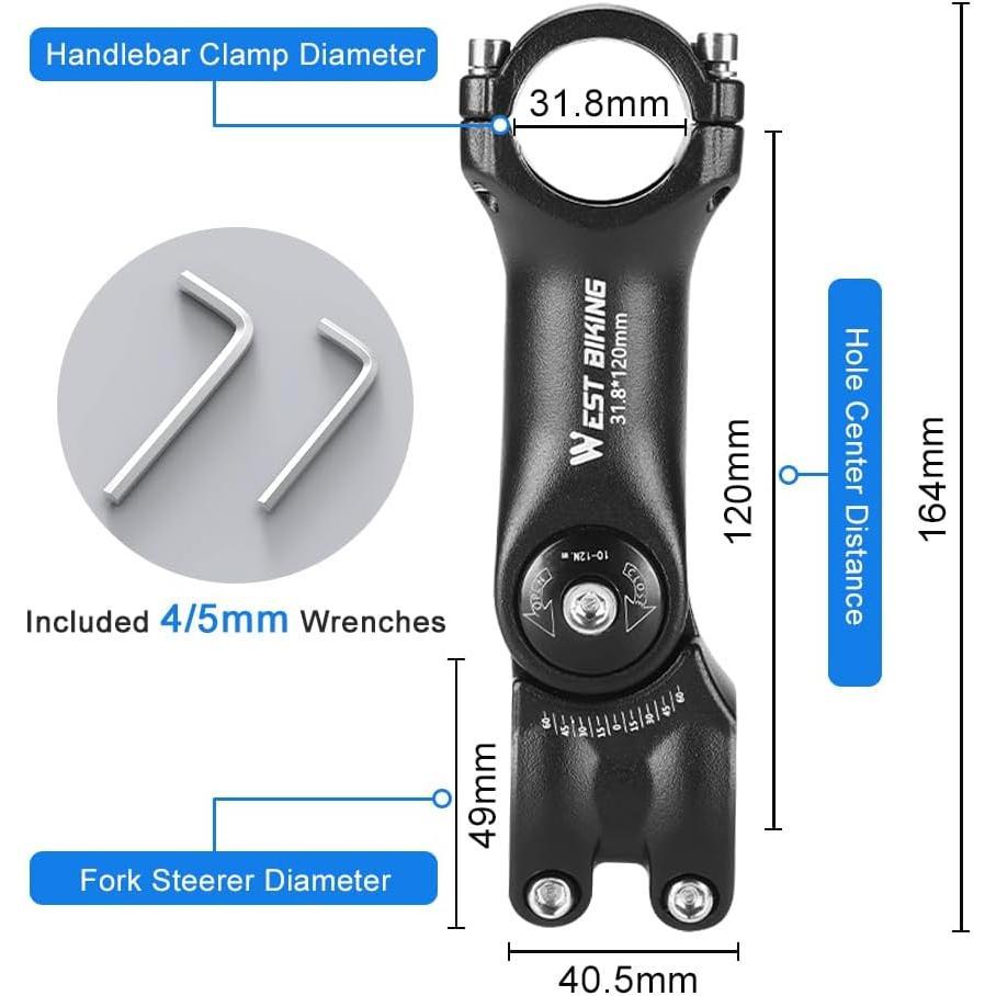 Adjustable Stem 31.8mm x 120mm - Handlebar Riser, +-60? Angle ...