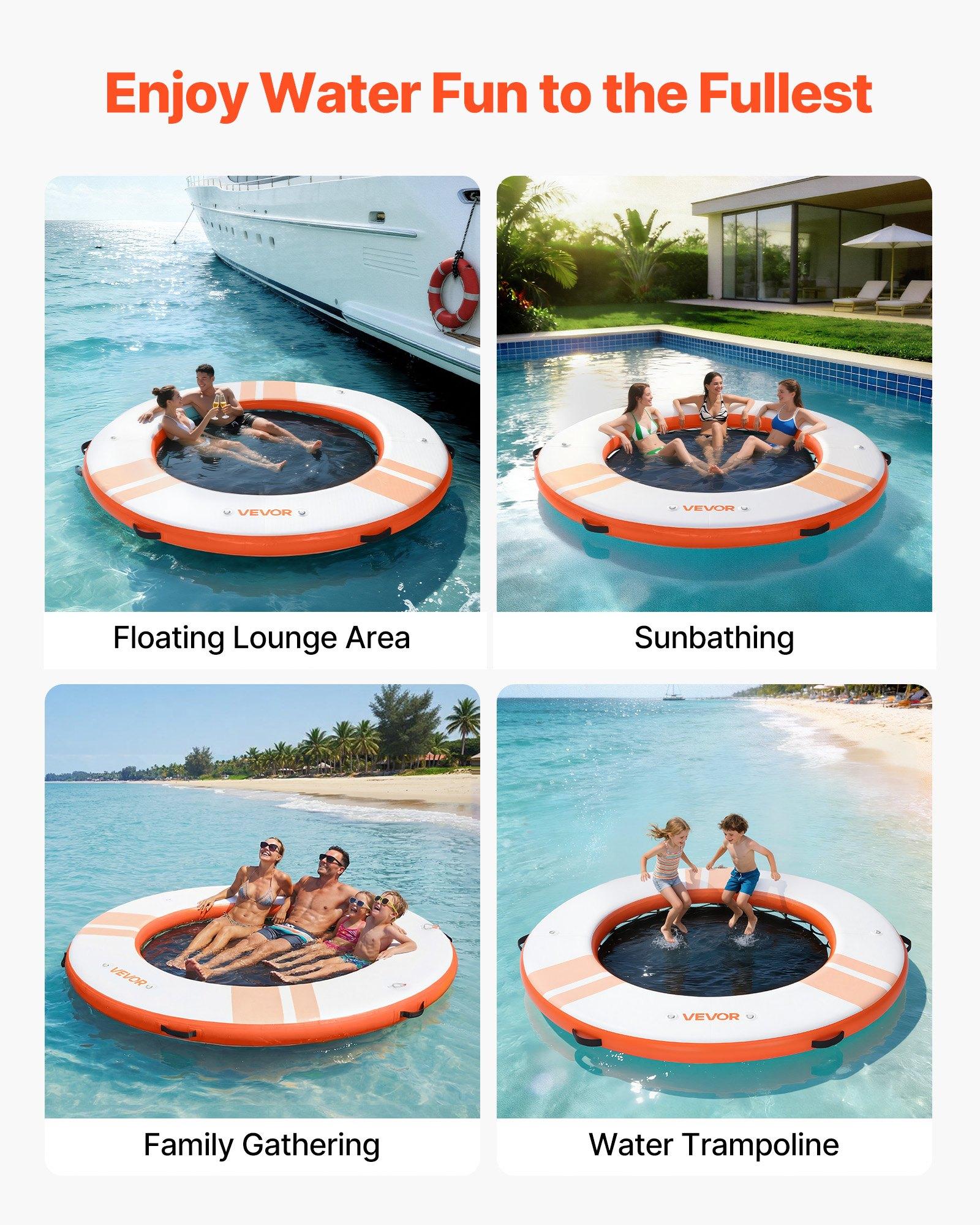 VEVOR Inflatable Floating Dock, 8 FT Inflatable Dock Platform, Non-Slip ...